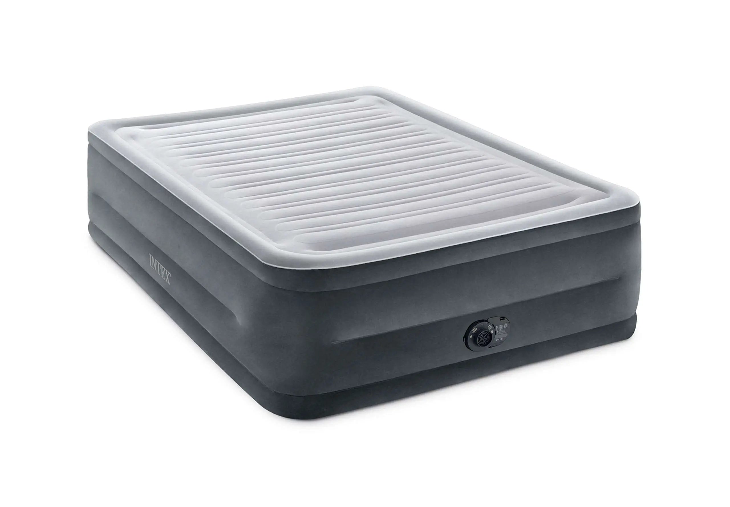 Intex Air Mattress, 22" Elevated Airbed Electric Pump - Grey