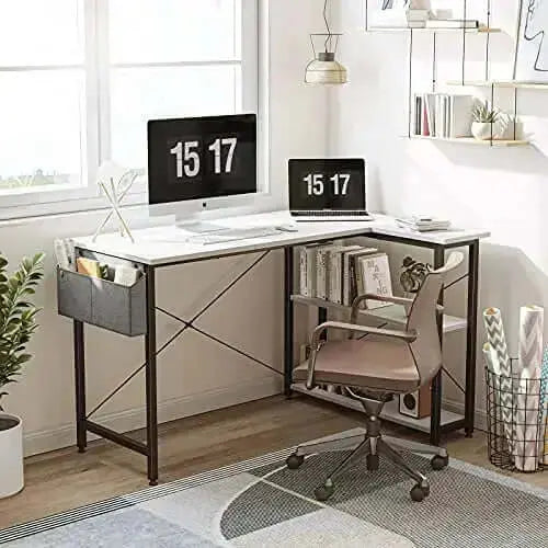 CubiCubi L Shaped Computer Desk 55" - White