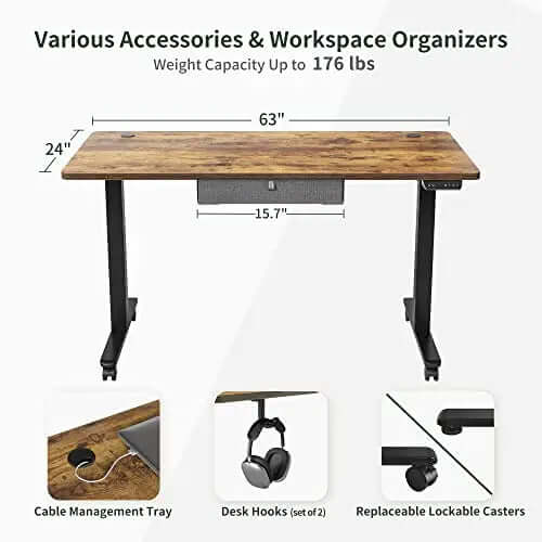 FEZIBO Electric Standing Desk 63" - Ergonomic Office