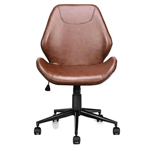 Giantex Office Chair | Ergonomic Mid-Back PU Leather Armless Chair