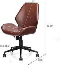 Giantex Office Chair | Ergonomic Mid-Back PU Leather Armless Chair ...