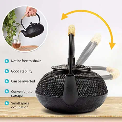 Japanese Tetsubin Cast Iron Tea Kettle - 900ML Black
