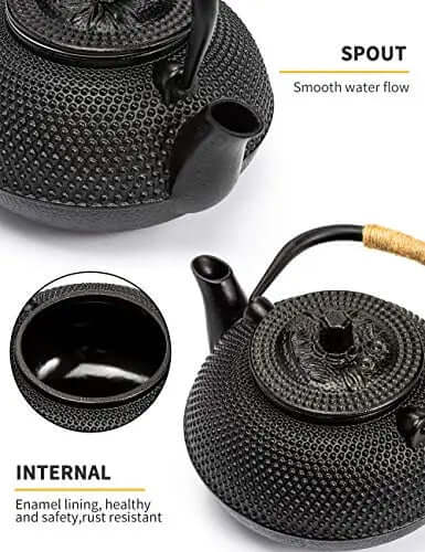 Japanese Tetsubin Cast Iron Tea Kettle - 900ML Black