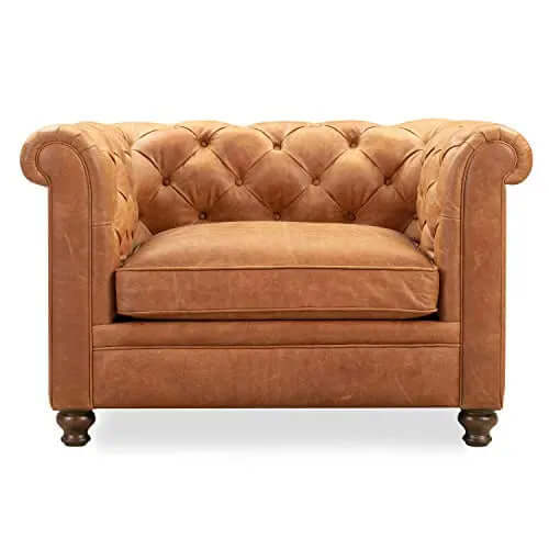 POLY and BARK Leather Chair | Lyon Lounge Chair - Cognac Tan