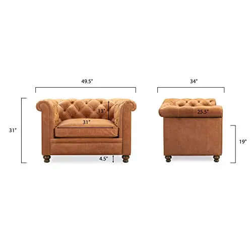 POLY and BARK Leather Chair | Lyon Lounge Chair - Cognac Tan