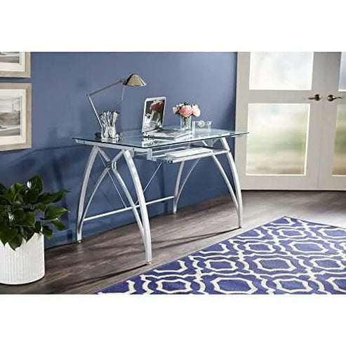 Realspace Vista Glass Computer Desk, 48"W - Silver – Môdern Space Gallery