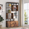 Tribesigns Bookcase with Doors, 4-Tier Industrial Bookshelf - Rustic ...